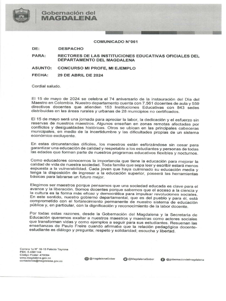 Comunicado 061 | PDF