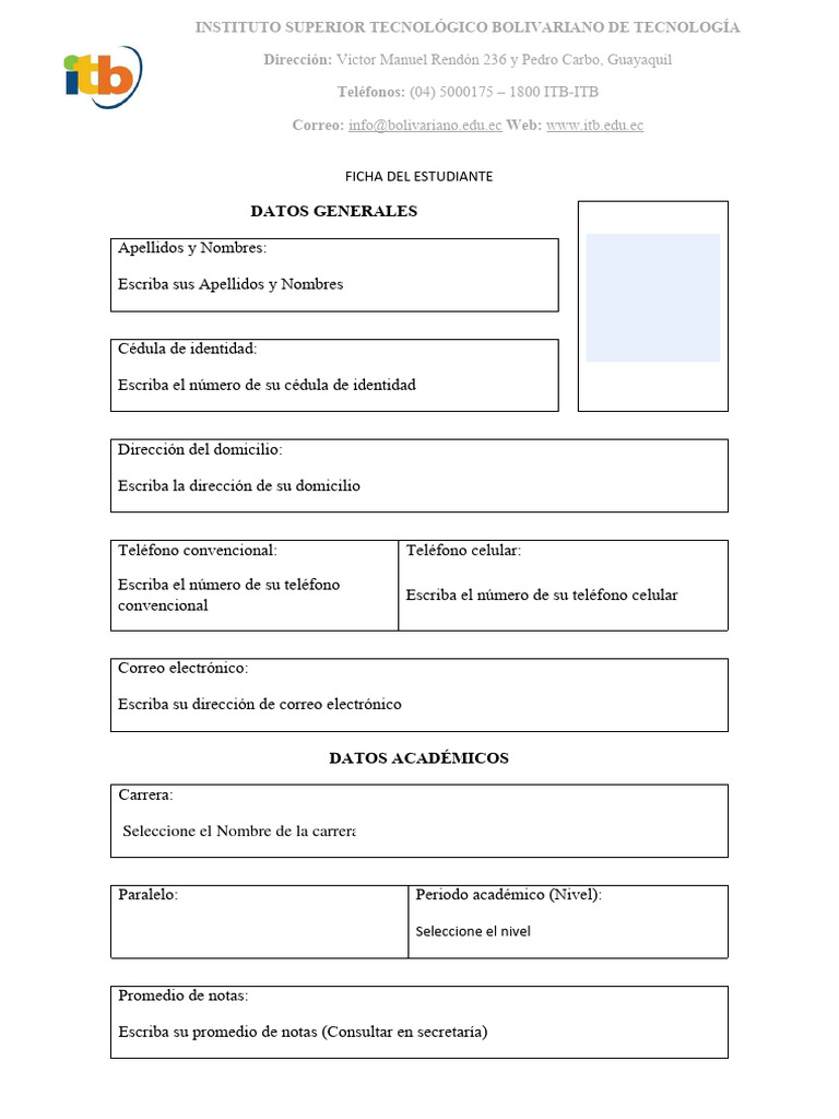 1 FICHA DE ESTUDIANTE | PDF
