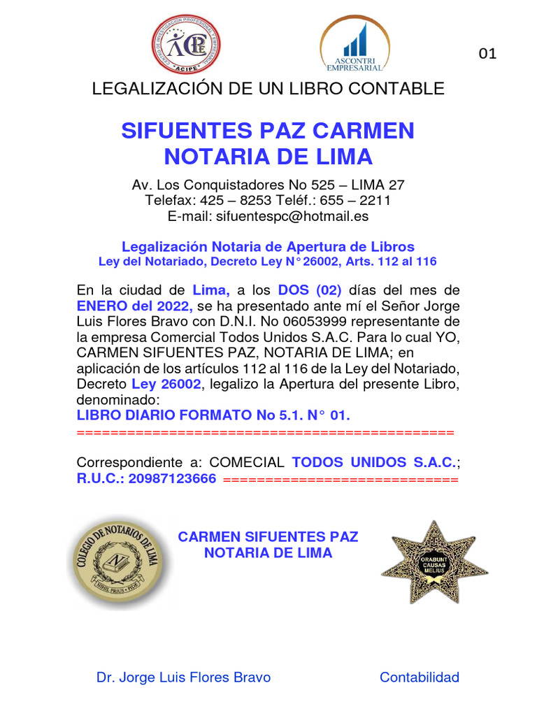 Legalización de Los Libros Contables | PDF