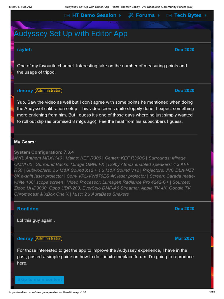 Audyssey Set Up With Editor App - Home Theater Lobby - AV Discourse ... Audyssey Set Up With Editor App - Home Theater Lobby - AV Discourse ...
