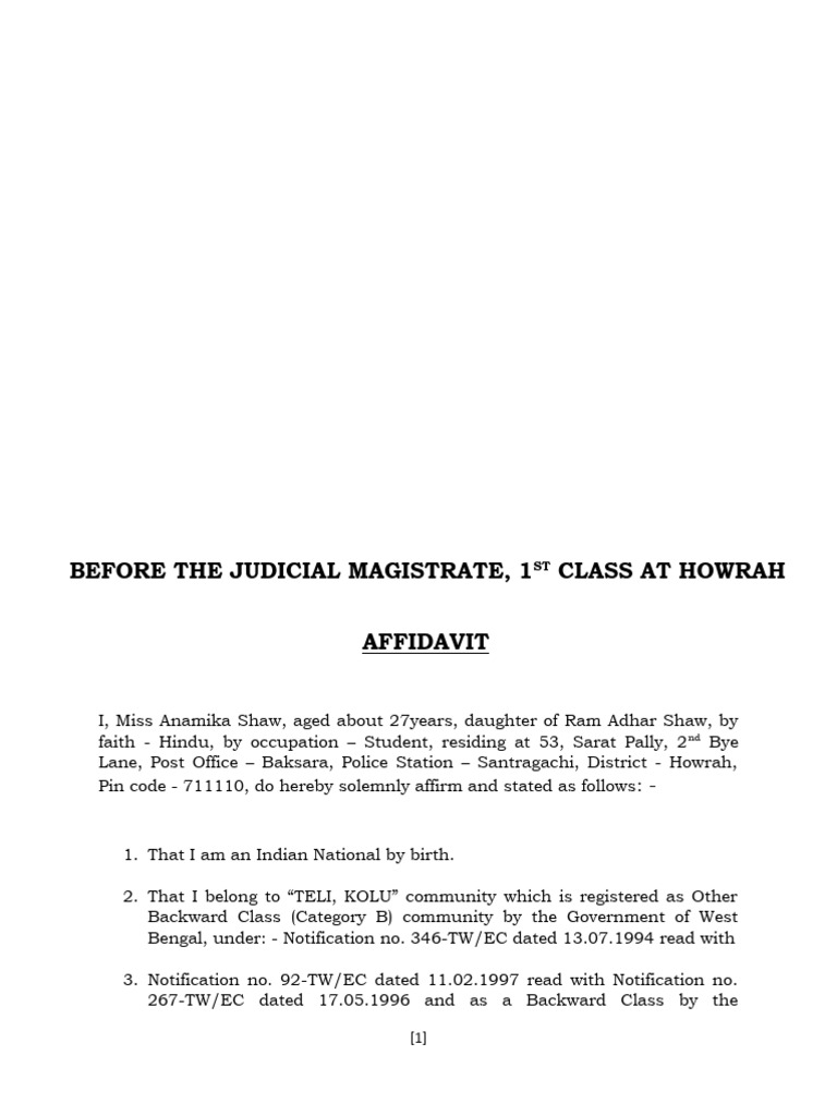 Anamika Shaw - Judicial Affidavit | PDF | Affidavit | Justice