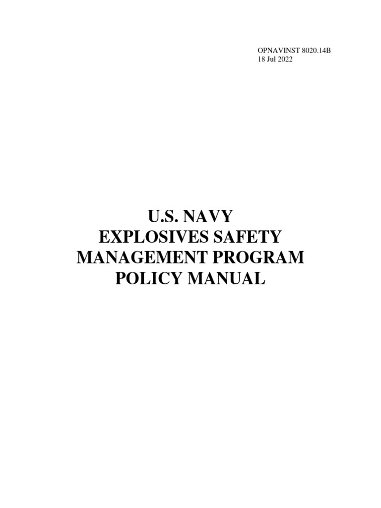 U.S. Navy Explosives Safety Management Program Policy Manual | PDF ...
