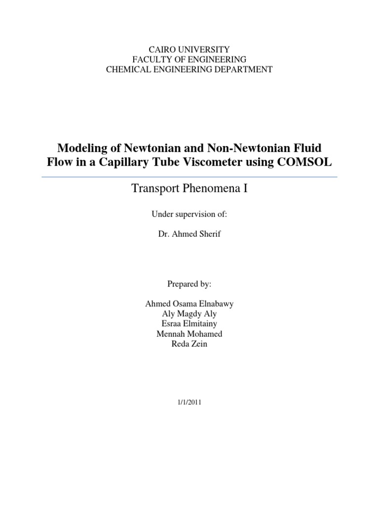 Comsol Report Final | PDF | Fluid Dynamics | Shear Stress