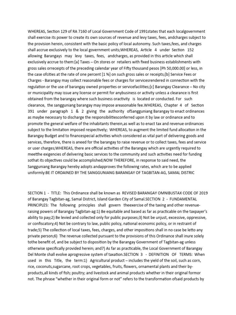 Barangay Tax | PDF | Taxes | Employment