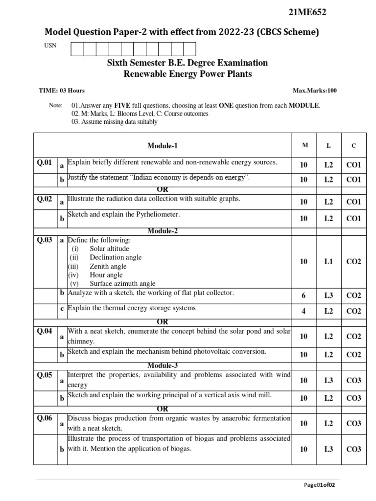 21 ME652 Set 2 | PDF | Power Station | Biogas