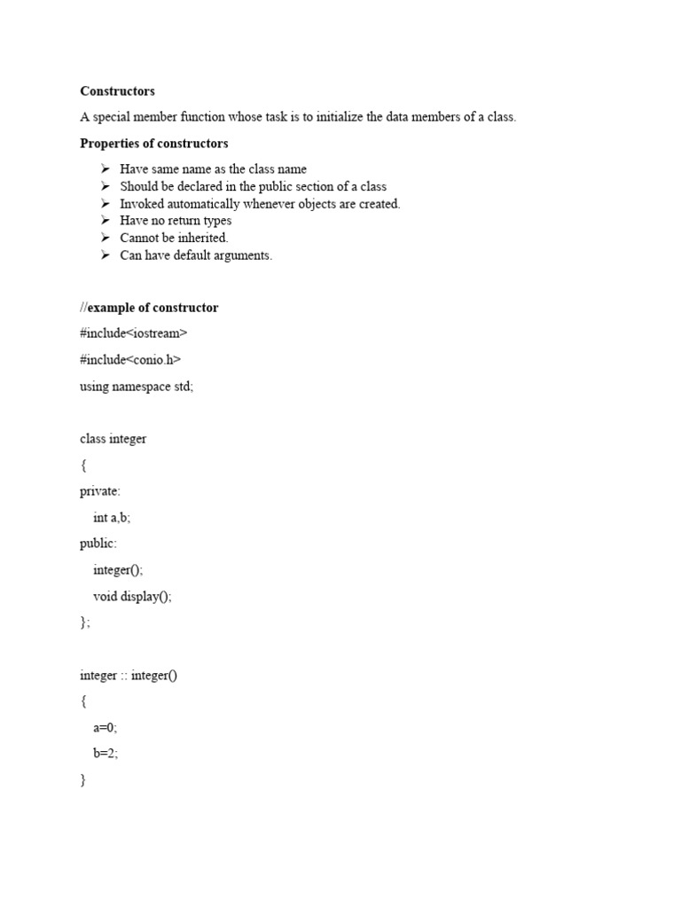 Constructors Notes | PDF | Constructor (Object Oriented Programming ...