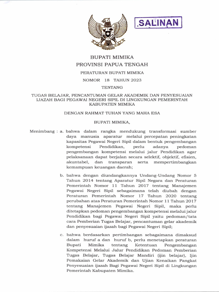 Perbup Nomor 18 Tahun 2023 | PDF