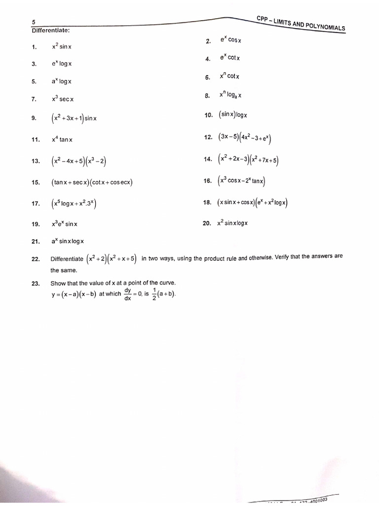 Maths Differentiation Sheet 2019-06-14 18.50.27 | PDF
