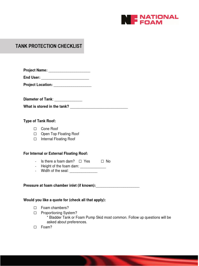 Tank Protection Checklist | PDF