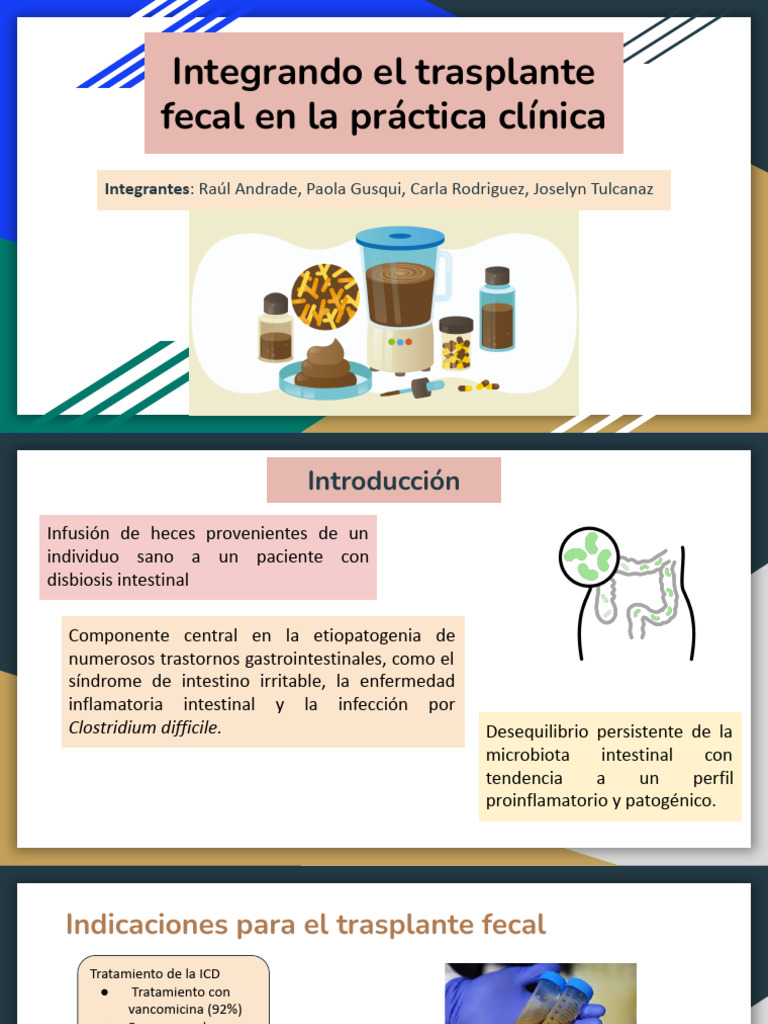 Trasplante Fecal en Práctica Clínica | PDF | Síndrome del intestino ...