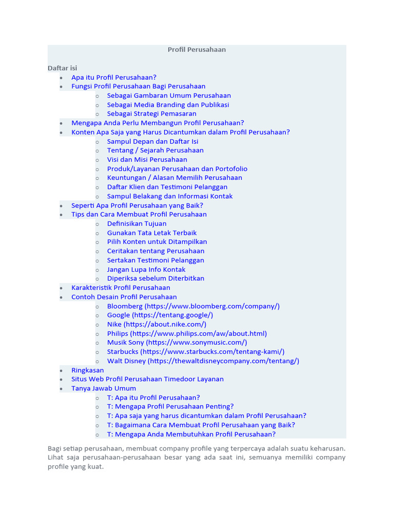 Cara Membuat Profil Perusahaan Efektif | PDF | Karier & Perkembangan ...