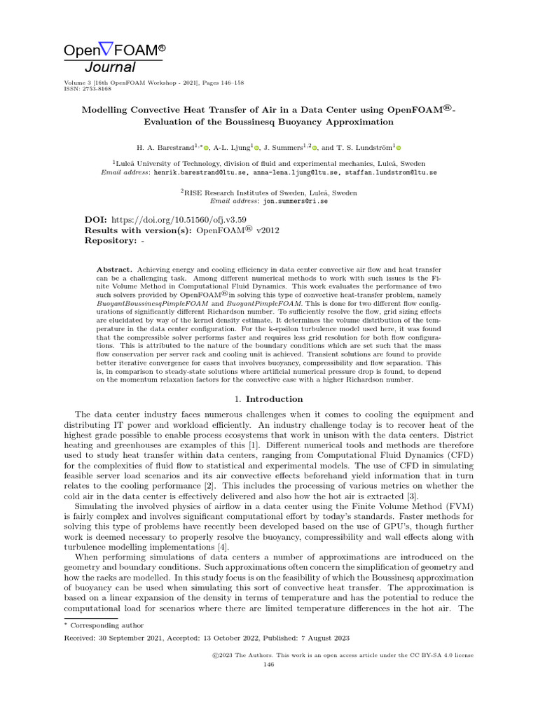 Modeling Convective Heat Transfer Of Air In A Data Pdf Fluid Dynamics Computational Fluid