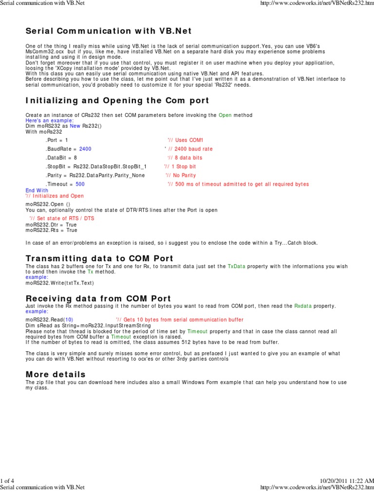 Serial Communication With VB | PDF | Computer Data | Computing