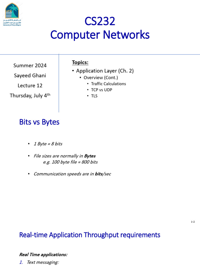 TCP vs UDP & Throughput Analysis | PDF | Transmission Control Protocol ...