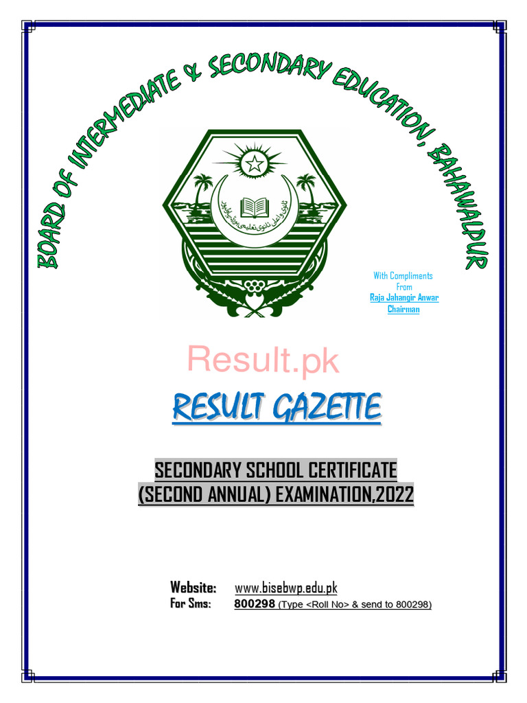 Bise BWP SSC 2nd Annual Result Gazette 2022 | PDF