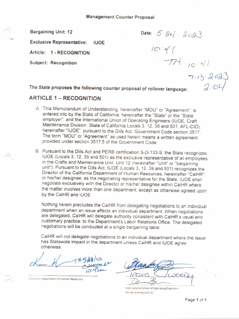 Bargaining Unit 12 Tentative Agreement 07-01-2023 Through 06-30-2026 | PDF