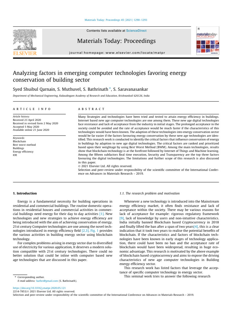 10 Analyzing Factors in Emerging Computer Technologies Favoring Energy Conservation of Building ...