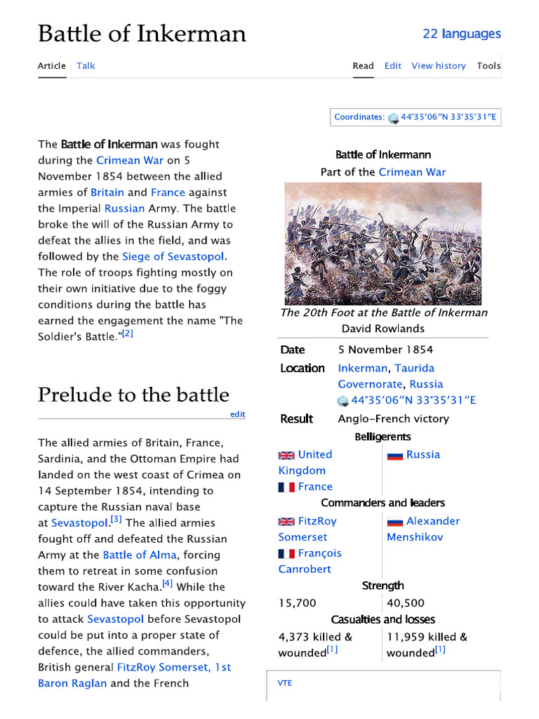 Battle of Inkerman | PDF