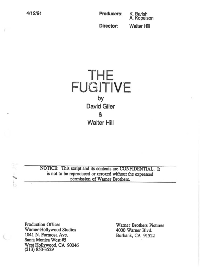 The Fugitive (David Giler & Walter Hill) (04-12-1991) (Scan) | PDF