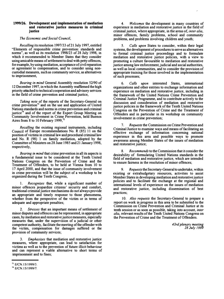 0001_onu_resolution_1999-26 | PDF | Crime & Violence | Crimes