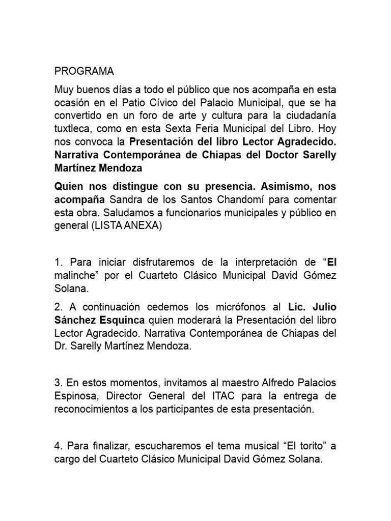 Programas Feria Del Libro | PDF