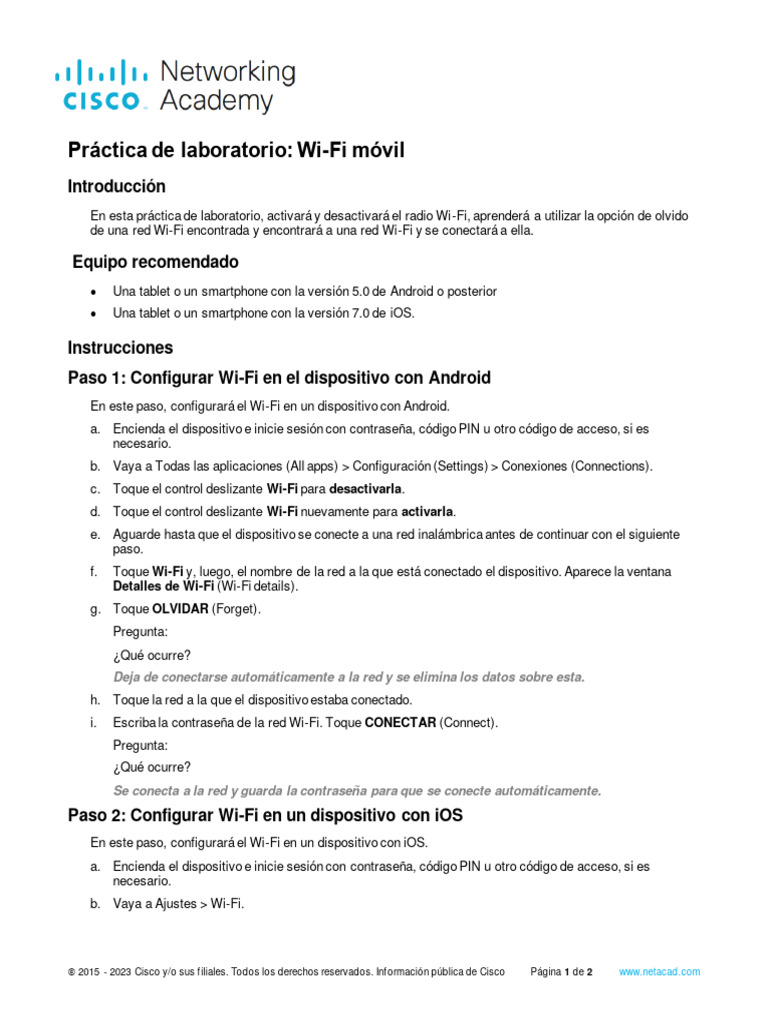 7.5.1.2 Lab - Mobile Wi-Fi | PDF | Android (sistema operativo) | Wifi