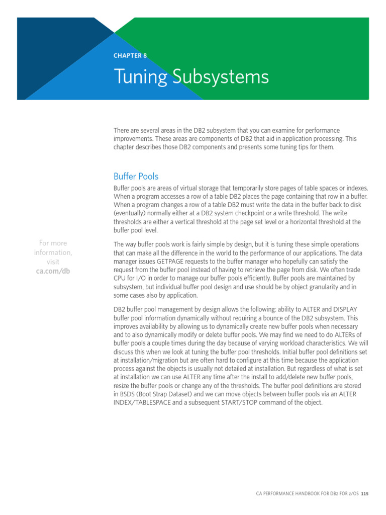 +1. CA Performance Handbook For DB2 For zOS - CHAPTER 8 - Tuning Subsystems | PDF | Cache ...