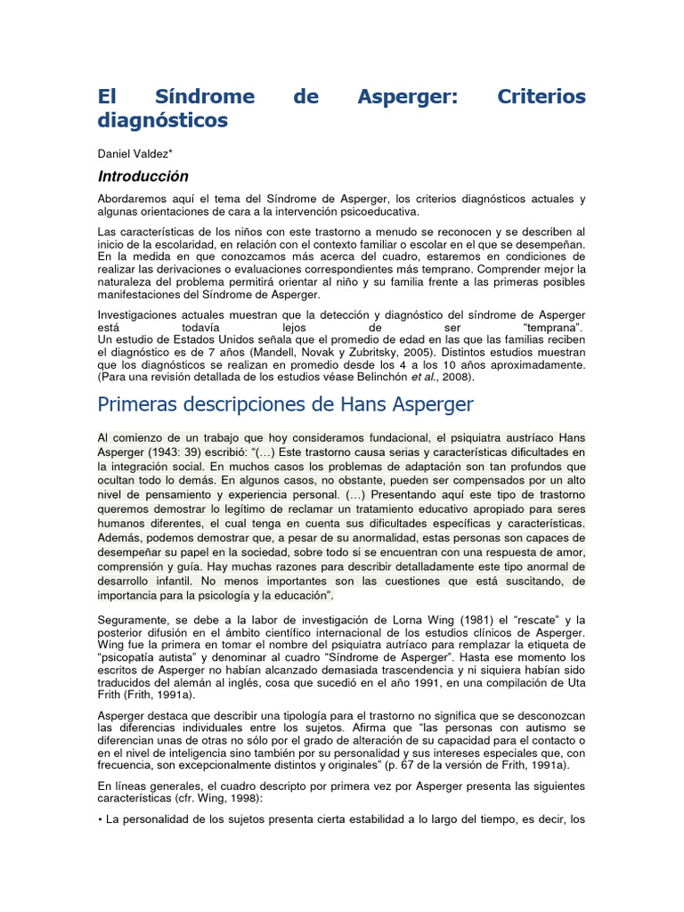 Síndrome de Asperger | PDF | Síndrome de Asperger | Espectro autista