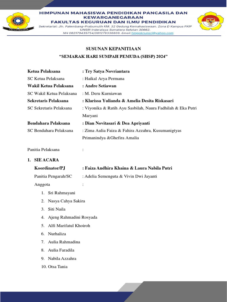 Susunan Kepanitiaan SHSP 2024 Rev-3 | PDF