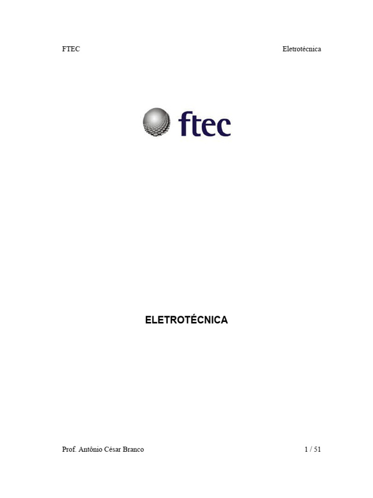 Curso de Eletrotécnica FTEC | PDF | Eletricidade | Circuitos em série e em paralelos