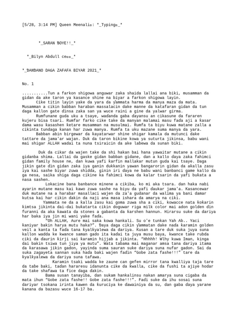 Saran Boye Complete by Queen Meenali | PDF