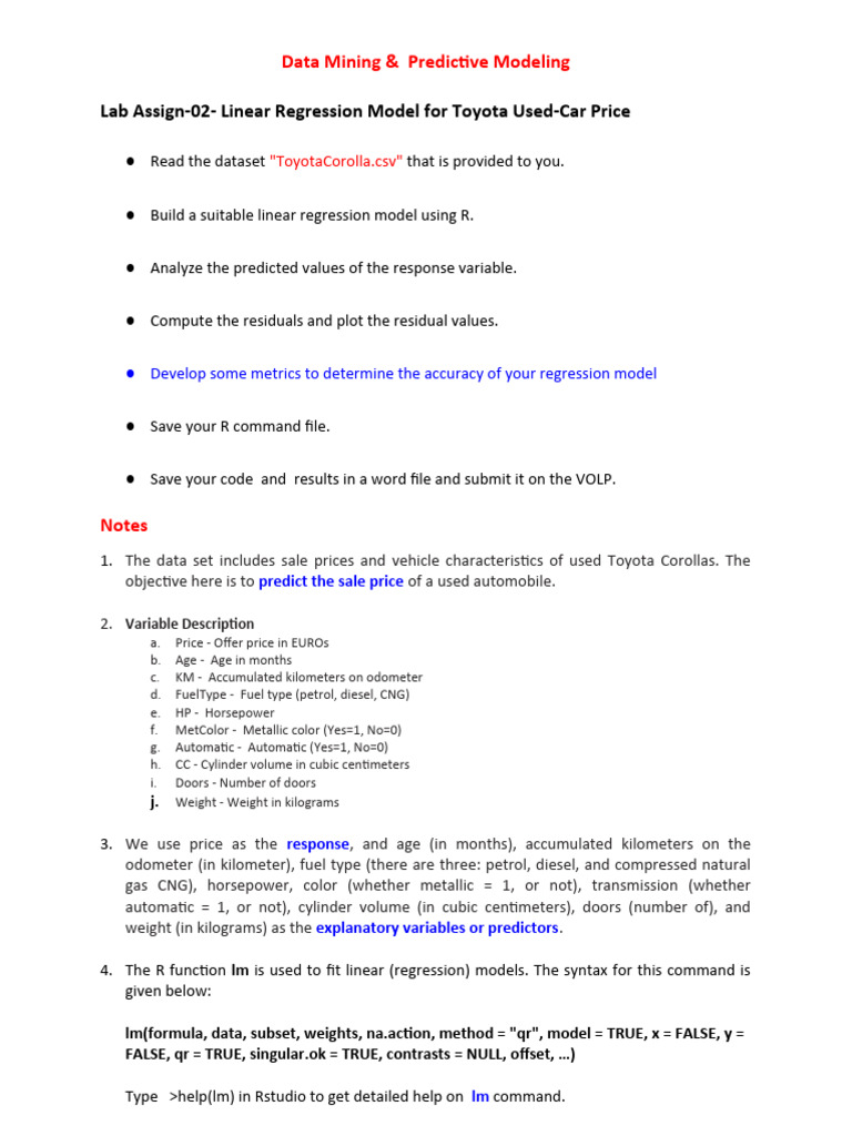 DMPM-Lab-02-Linear Regression Model | PDF | Computers