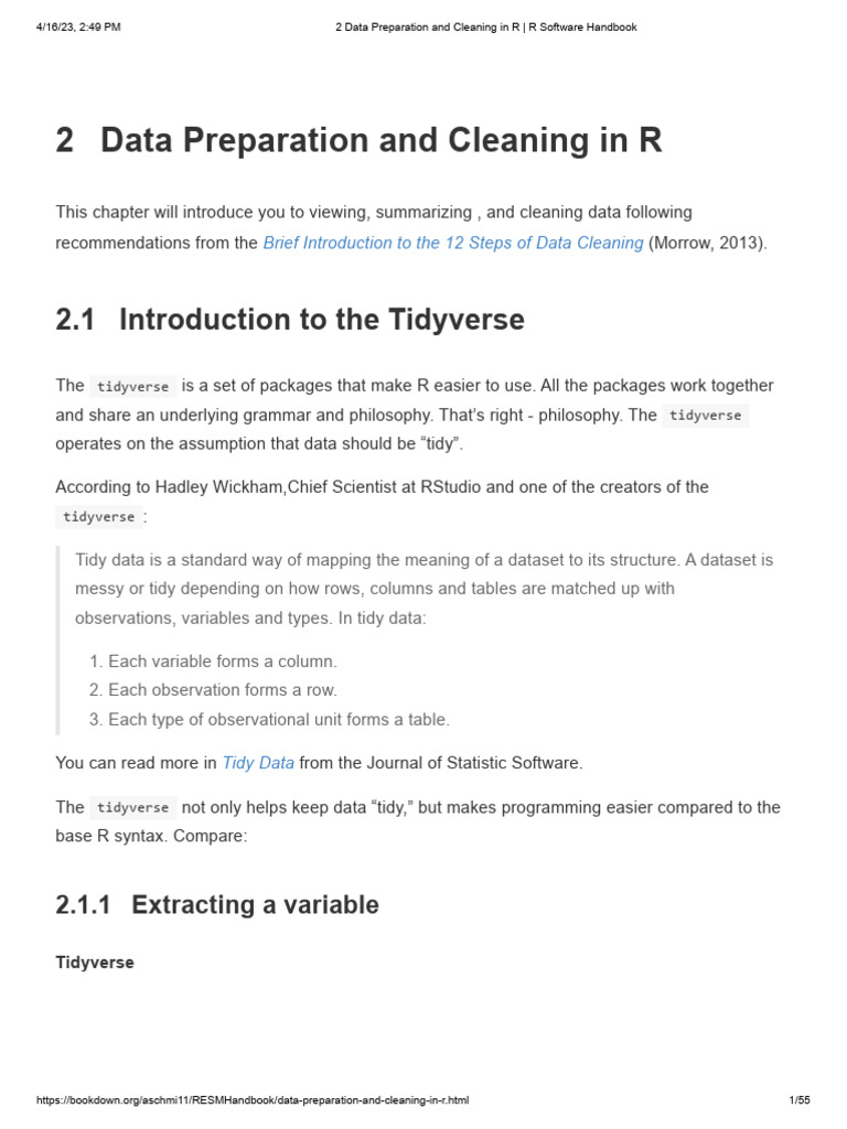 2 Data Preparation and Cleaning in R - R Software Handbook | PDF | Statistics | Machine Learning