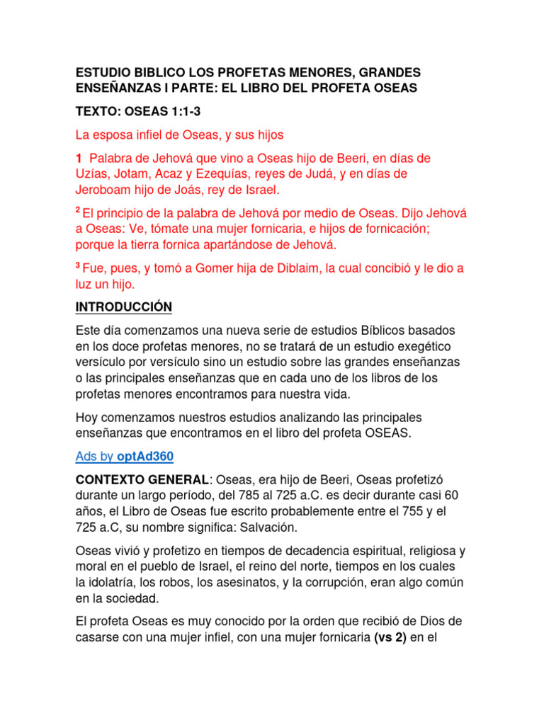 ESTUDIO BIBLICO Oseas | PDF | Pecado | Creencia religiosa y doctrina