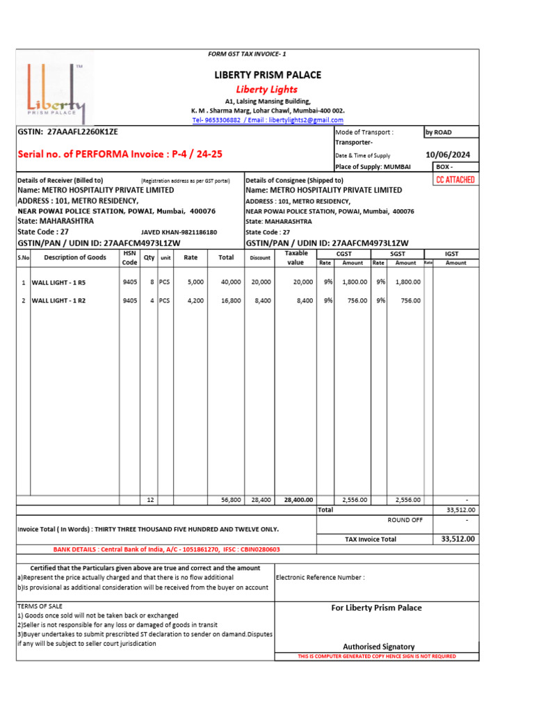 METRO-7 | PDF | Invoice | Taxes