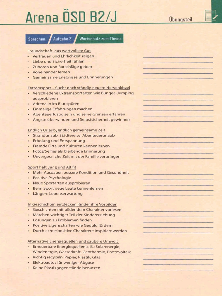 Arena ÖSD-B2-Wortschatz Zum Thema | PDF