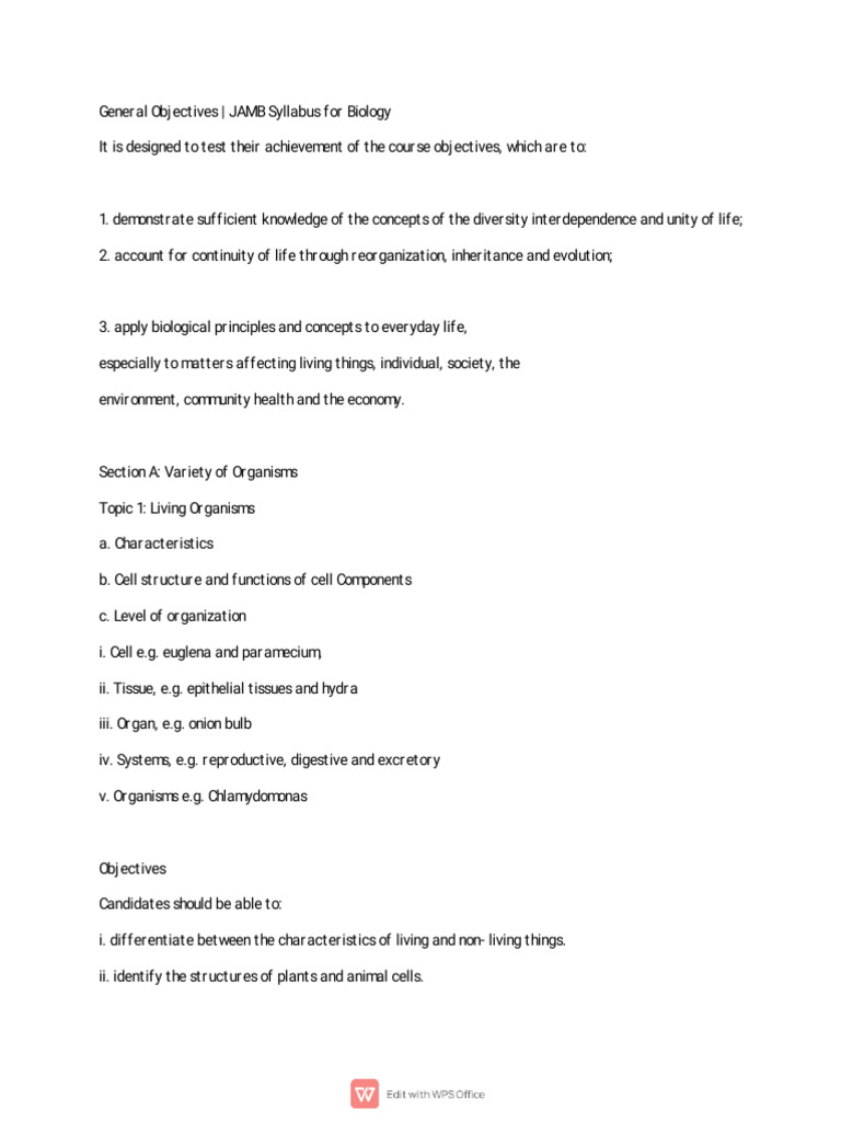 Biology syllabus-WPS Office | PDF