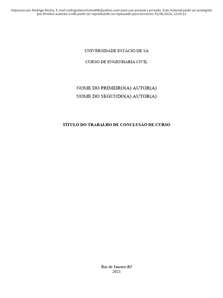 Modelo Tcc Engenharia Civil Download Grátis Pdf Abstract Resumo