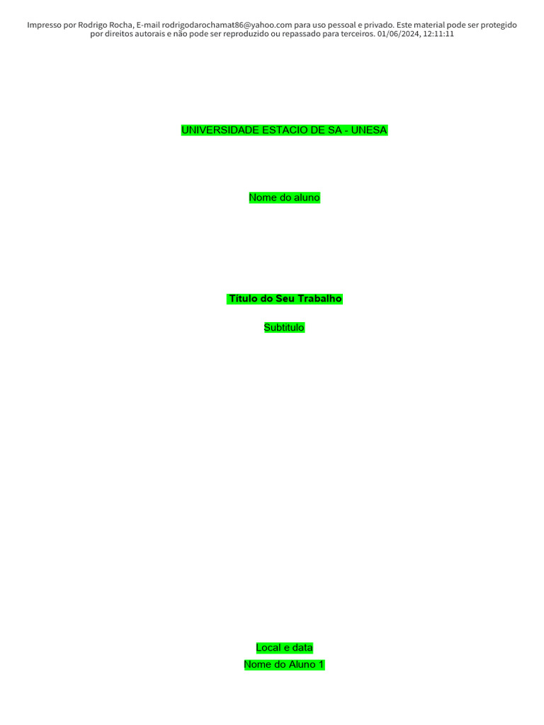 MODELO DE TCC UNESA - ABNT | Download grátis PDF | Abstract (resumo)