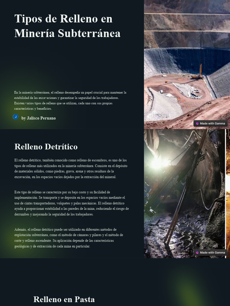 Tipos de Relleno en Mineria Subterranea | PDF | Cemento | Minería