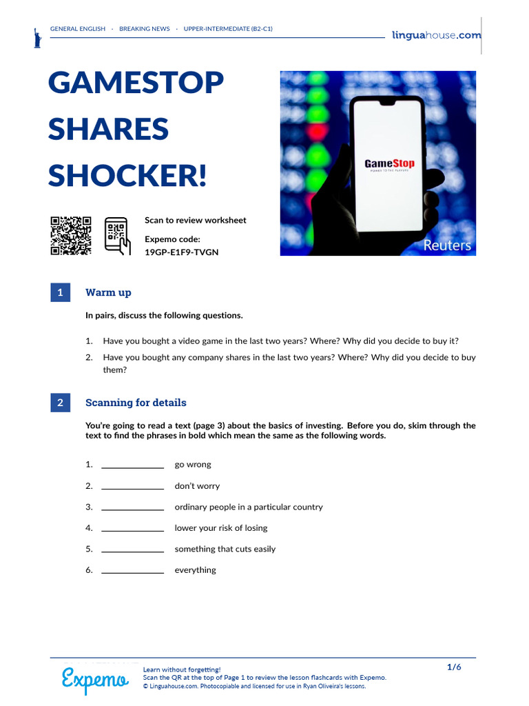 Gamestop Shares Shocker American English Teacher | PDF | Hedge (Finance) | Short (Finance)