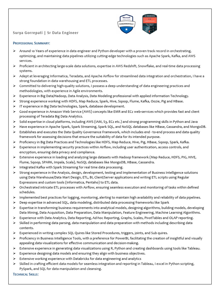 Teja | PDF | Apache Spark | Microsoft Sql Server