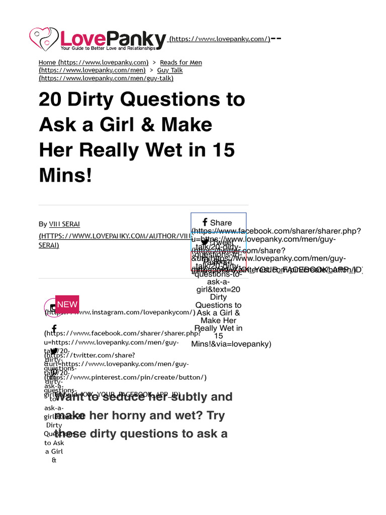 "20 Dirty Questions to Ask a Girl" | PDF | Human Sexuality | Intimate ...