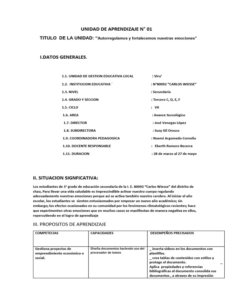 Unidad de Aprendizaje 1 | PDF | Aprendizaje | Evaluación