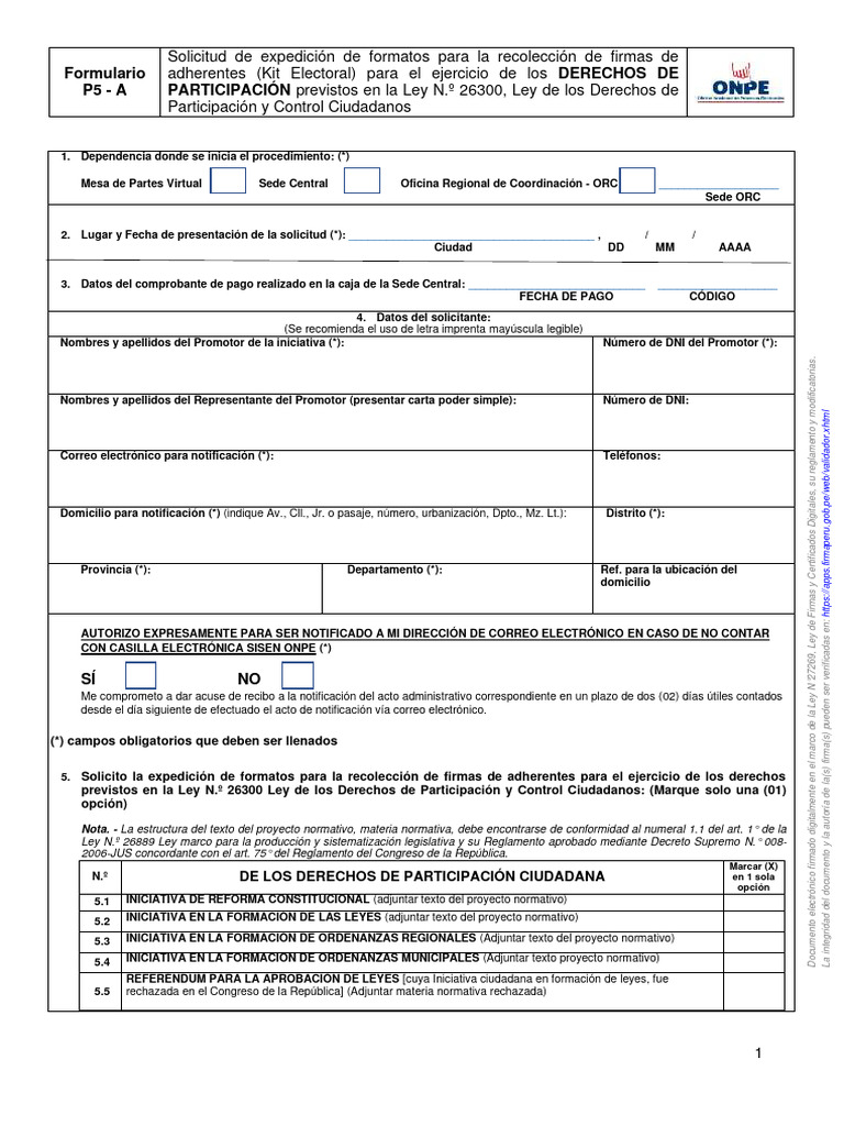Propuesta de Formulario P5 A Derechos de Participacin Modificado Al 02mayo2024f | PDF | Gobierno ...