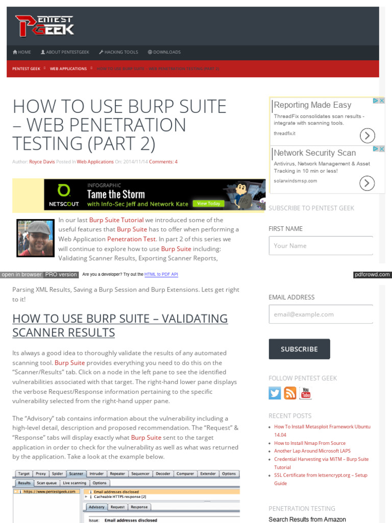 WWW Pentestgeek Com Web Applications How To Use Burp Suite | PDF ... WWW Pentestgeek Com Web Applications How To Use Burp Suite | PDF ...