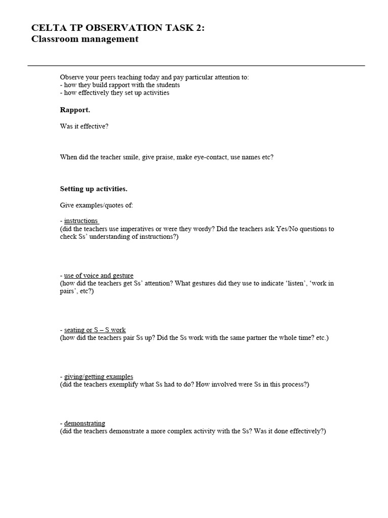 11b Task 2.classroom management | PDF
