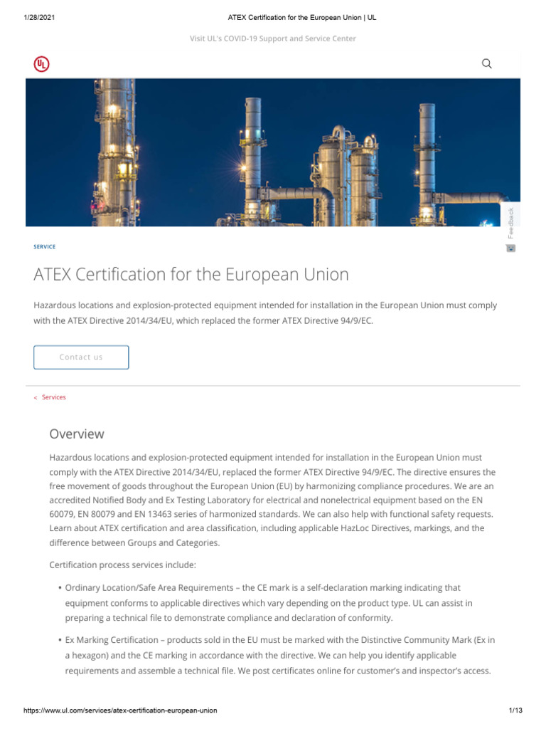 UL - ATEX Certification For The European Union - UL | PDF | Safety ...
