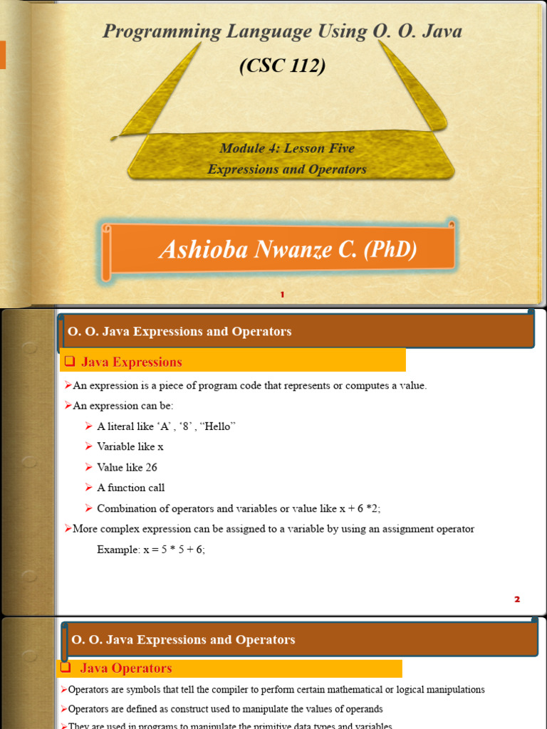 CSC 112 - Java Perators Week 5-2 | PDF | Integer (Computer Science ...