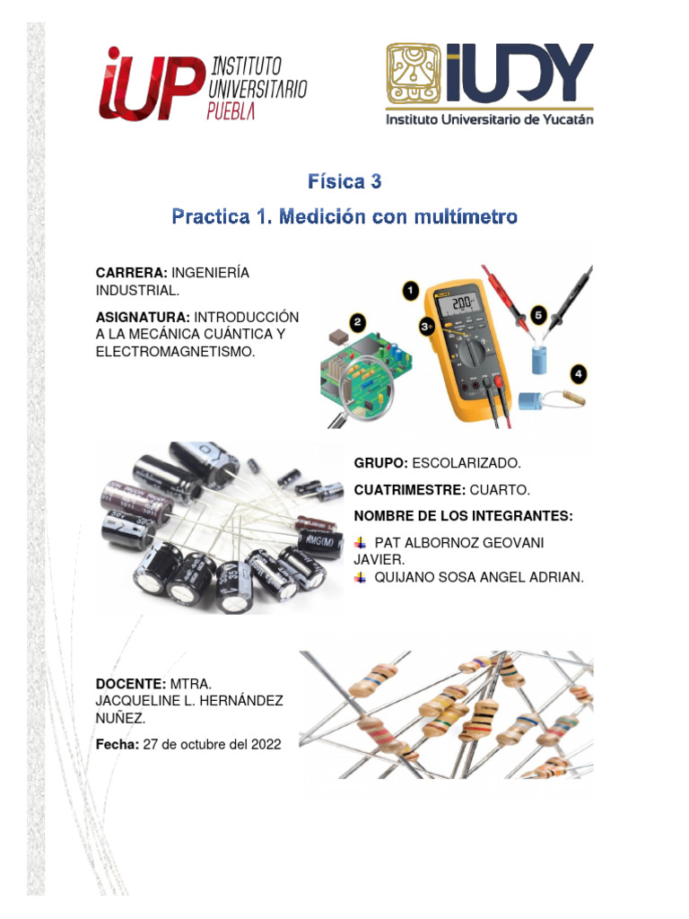 PRÁCTICA DE LABORATORIO 1 | PDF | Corriente eléctrica | Resistencia Eléctrica y Conductancia